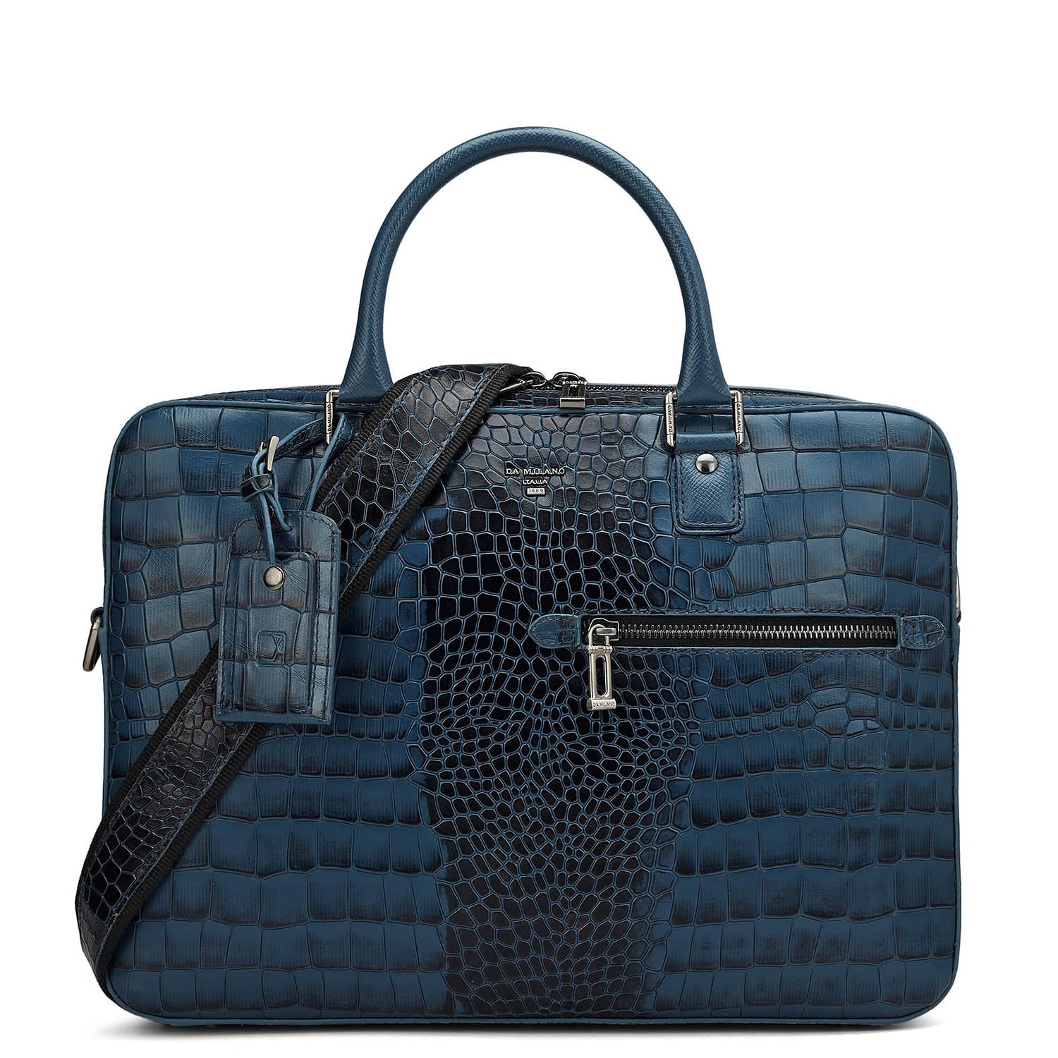 Croco Leather Laptop Bag - Ocean – Da Milano