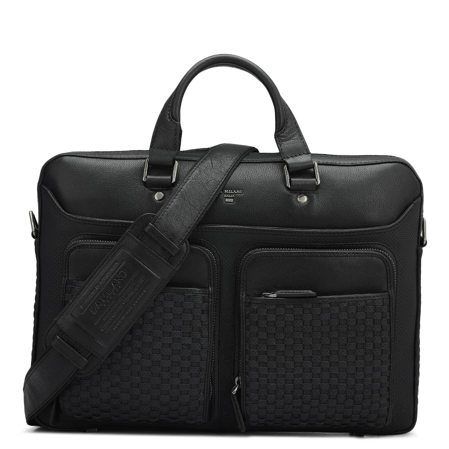 Punch Mat Leather Laptop Bag - Black – Da Milano