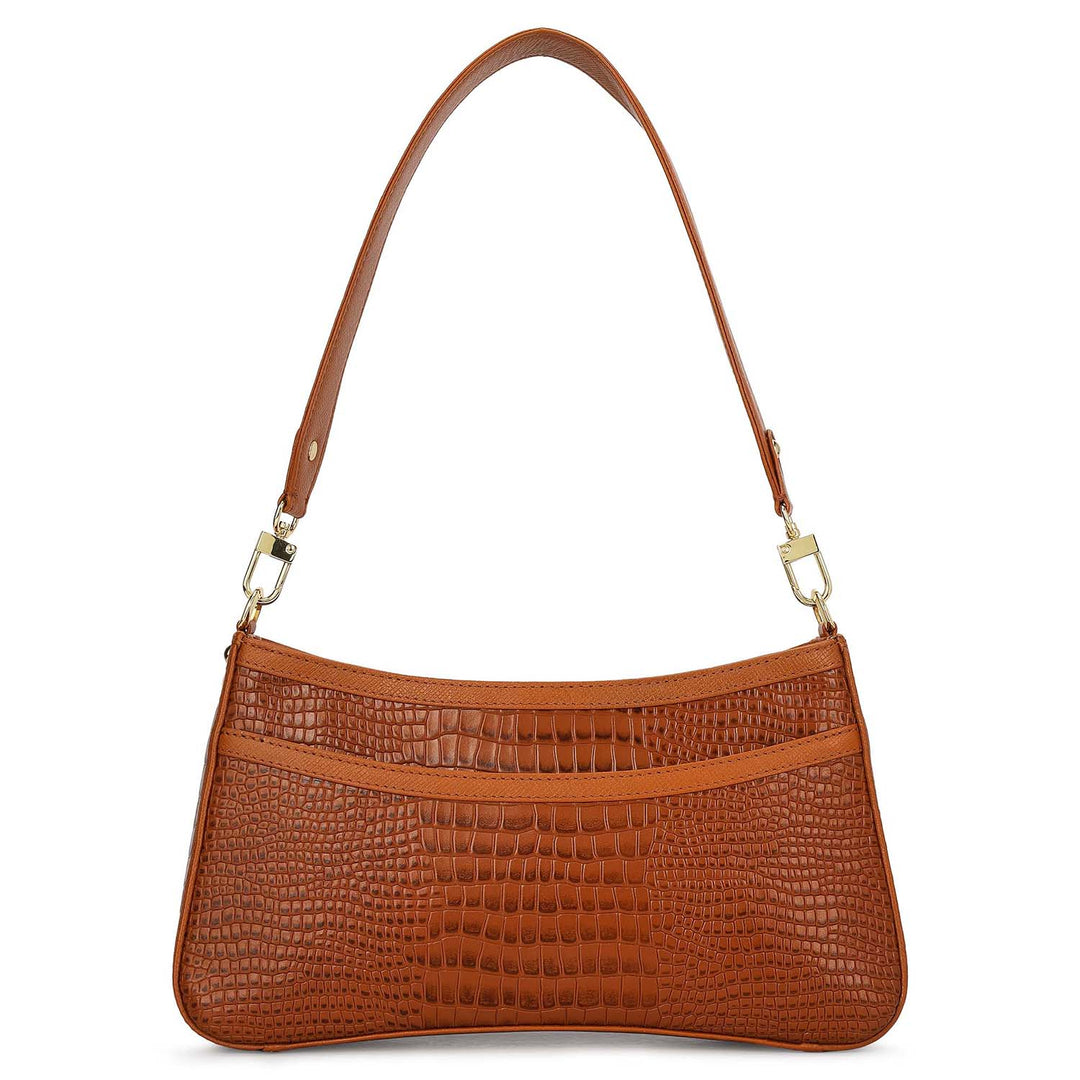 Small Croco Leather Baguette - Cognac – Da Milano
