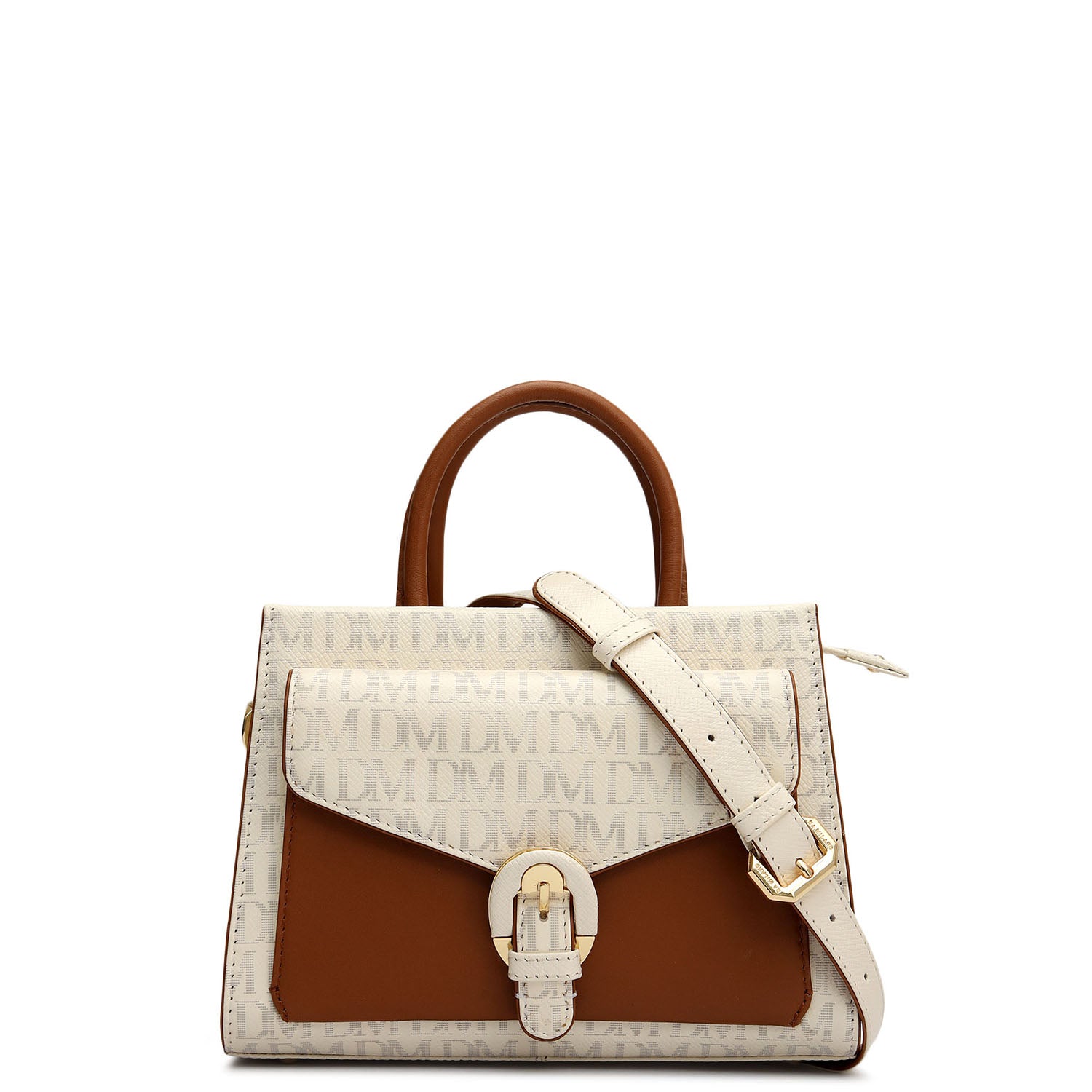 Small Monogram Plain Leather Satchel - Marshmallow – Da Milano