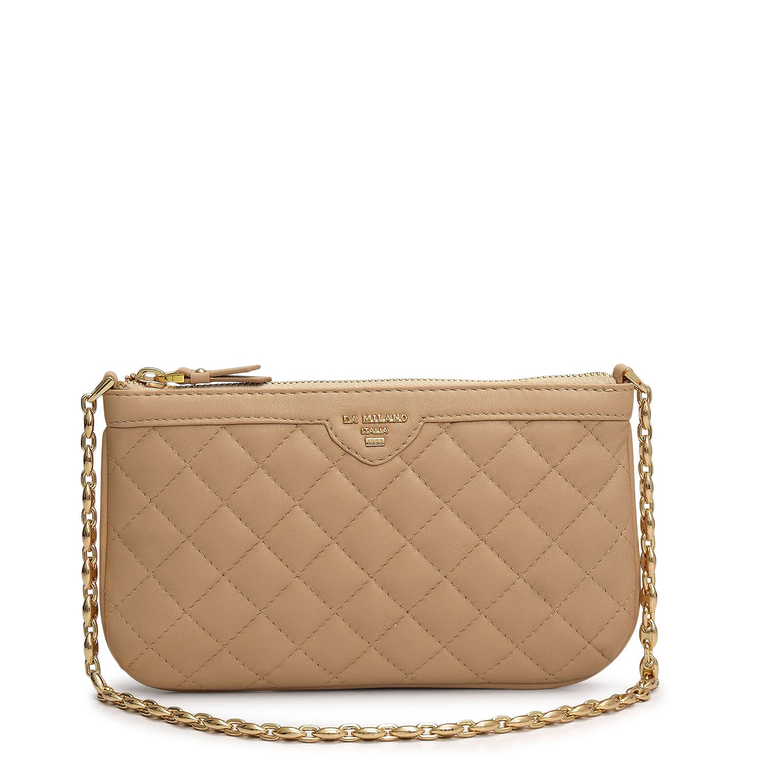 Small Quilting Leather Baguette - Beige – Da Milano