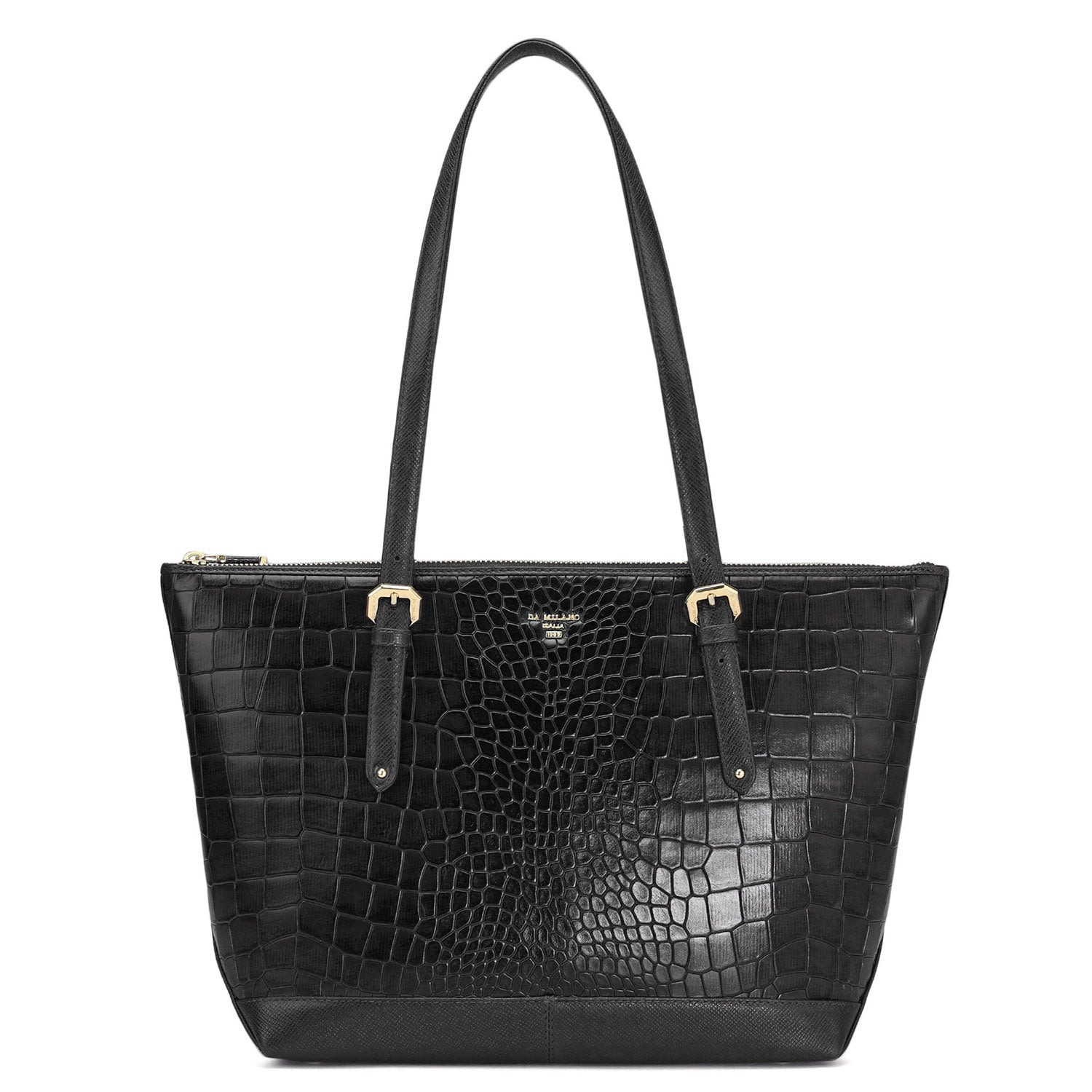 Medium Croco Leather Tote - Black – Da Milano