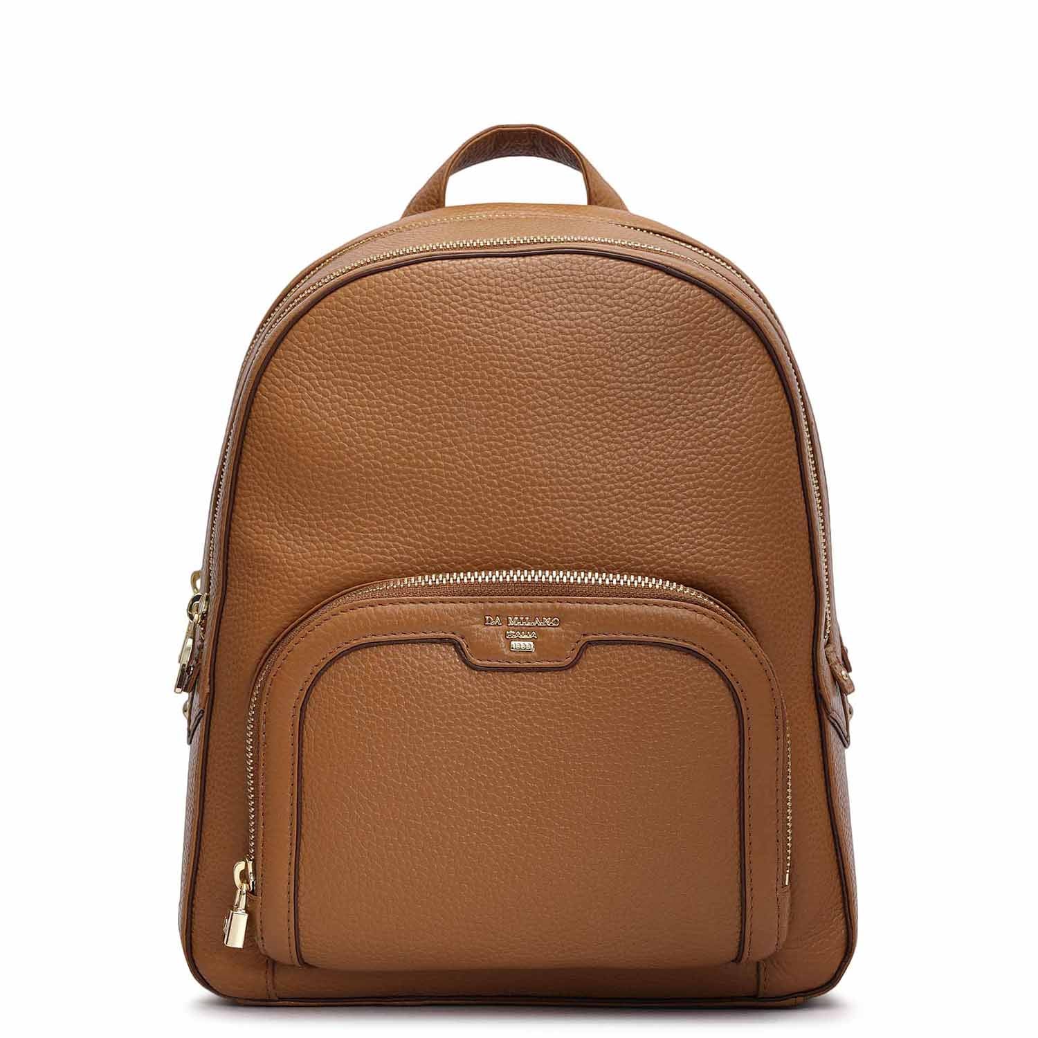 Wax Leather Backpack - Caramel – Da Milano