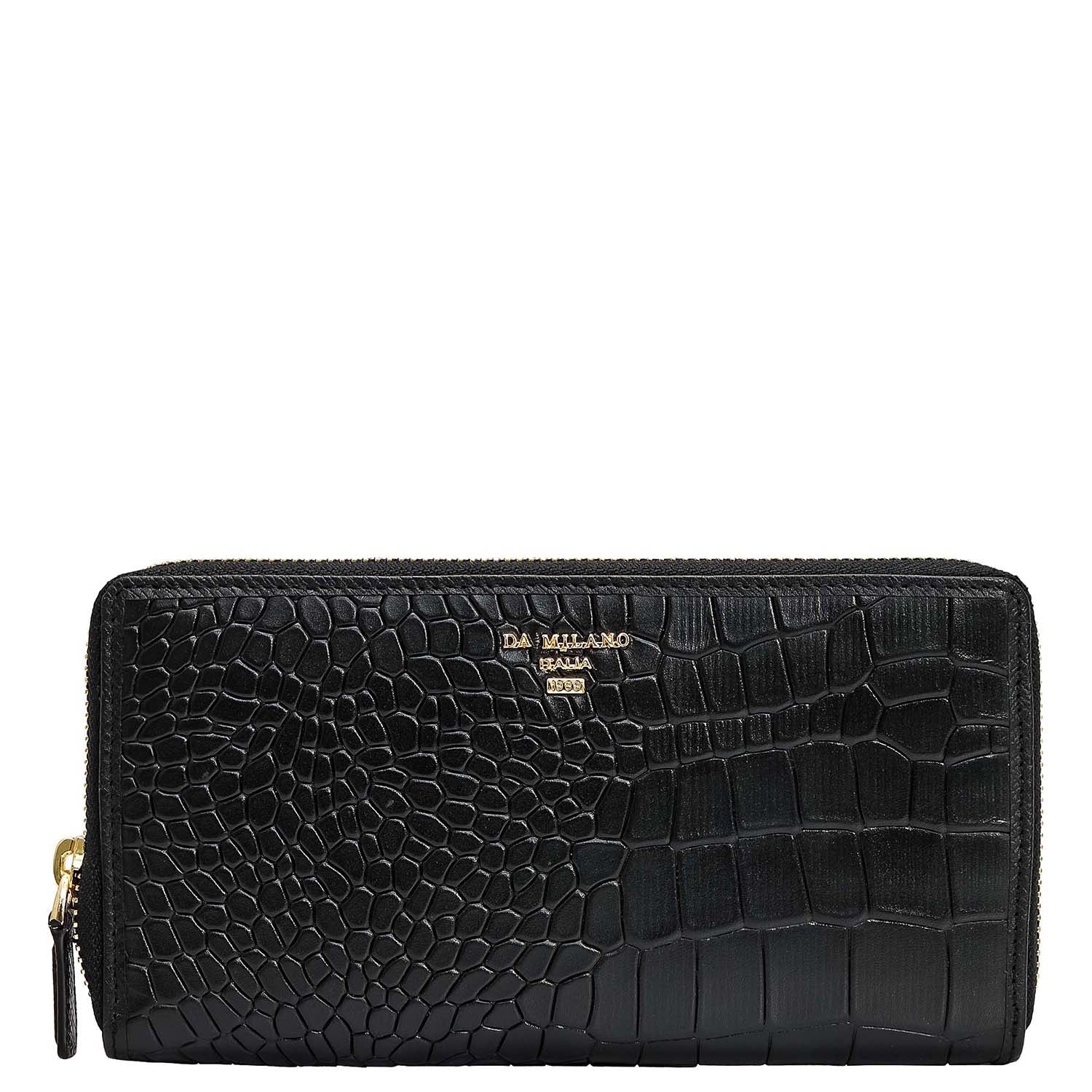 Croco Leather Ladies Wallet - Black – Da Milano