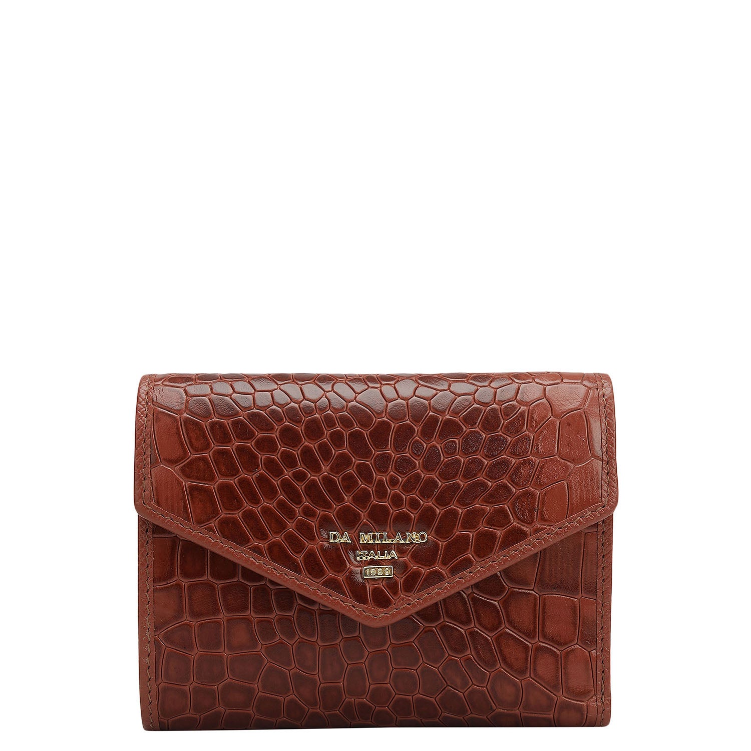 Croco Leather Women Wallet - Brick – Da Milano