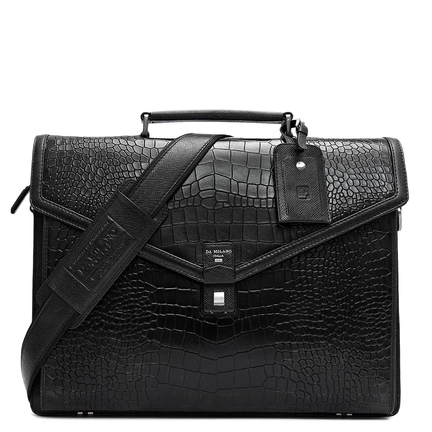 Croco Leather Portfolio - Black – Da Milano