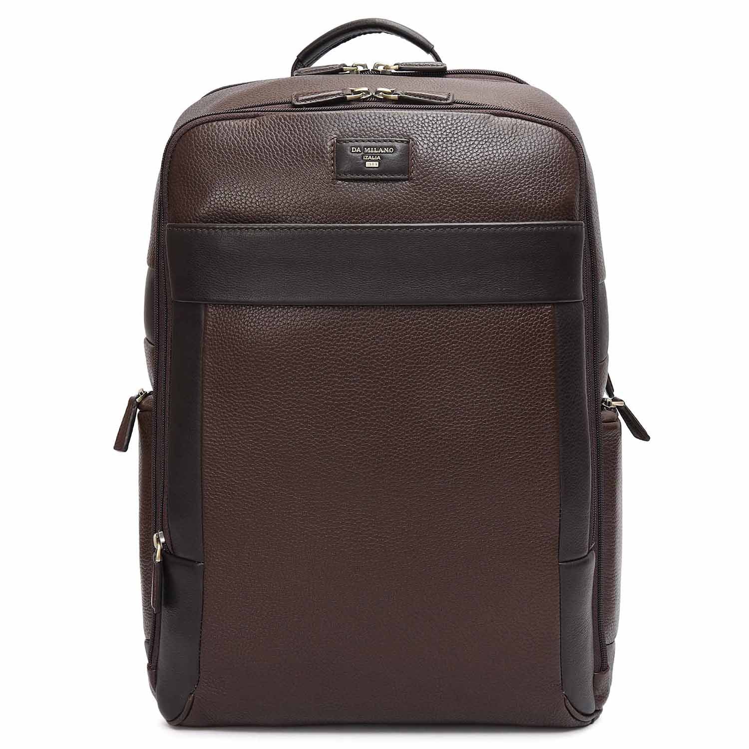 Wax Plain Leather Backpack - Brown – Da Milano