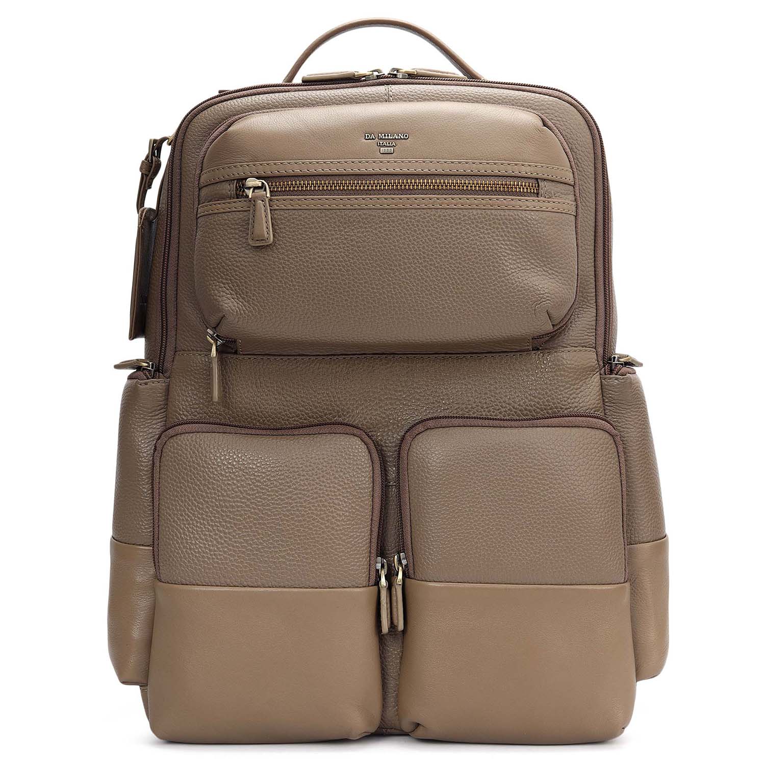 Wax Plain Leather Backpack - Greyish Taupe – Da Milano