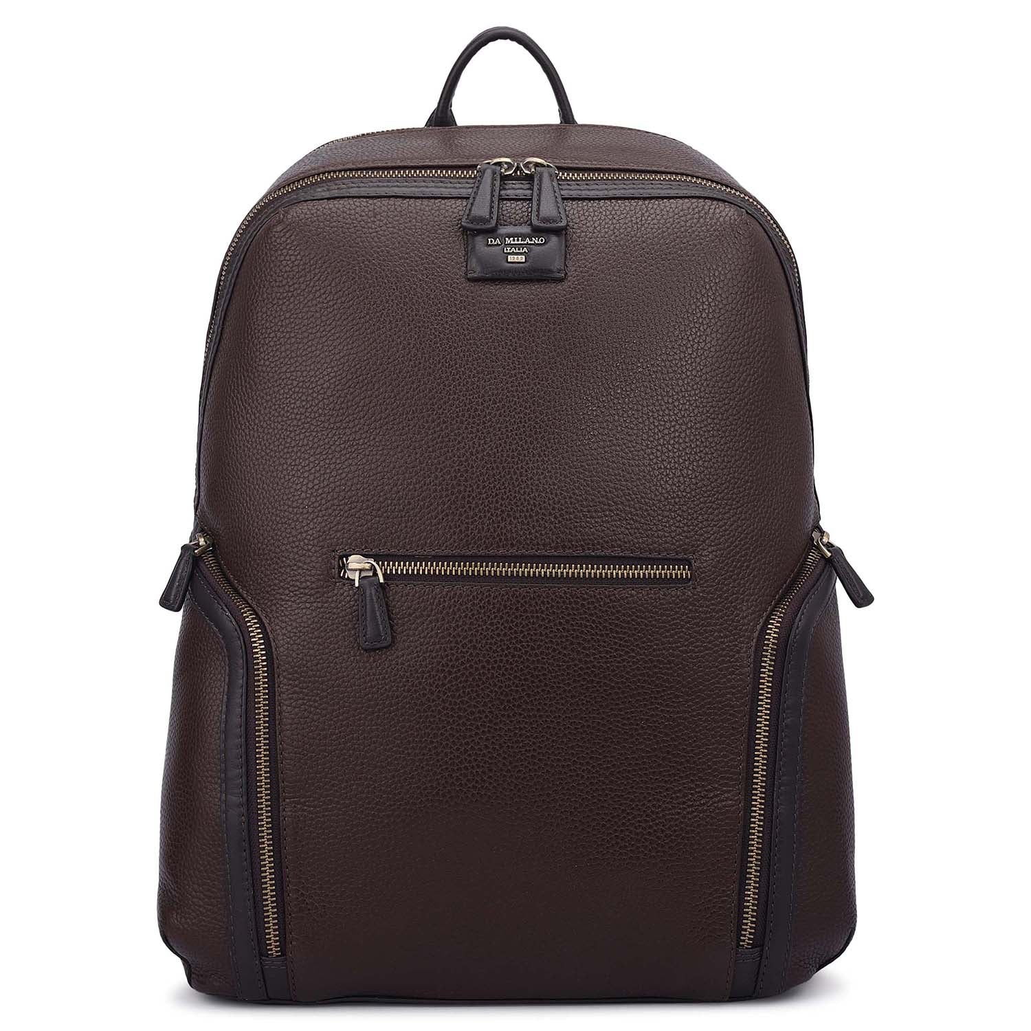 Wax Leather Backpack - Chocolate – Da Milano