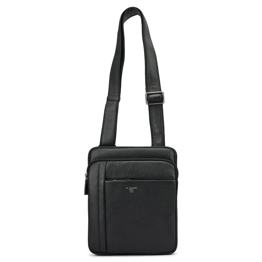 Wax Leather Men Sling - Black – Da Milano