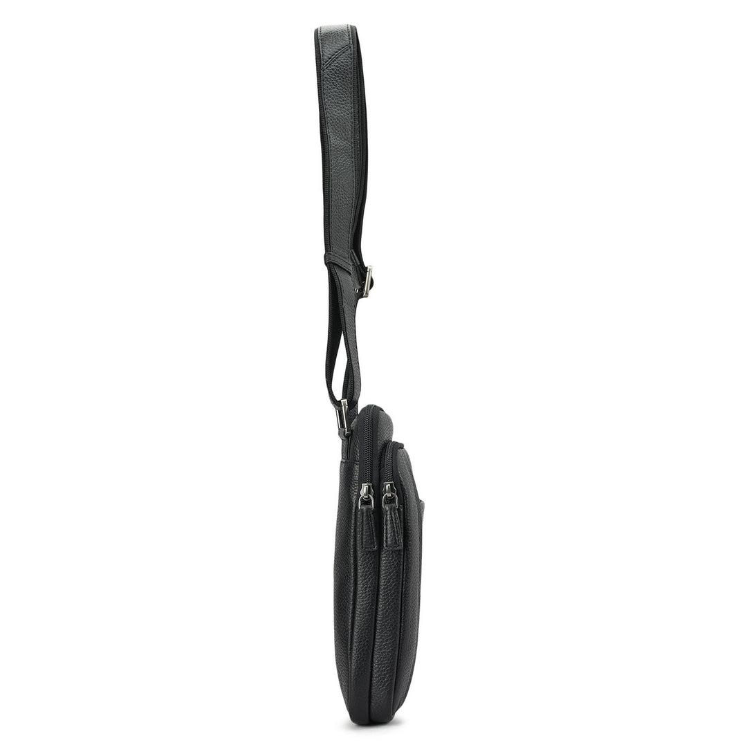 Wax Leather Men Sling - Black – Da Milano